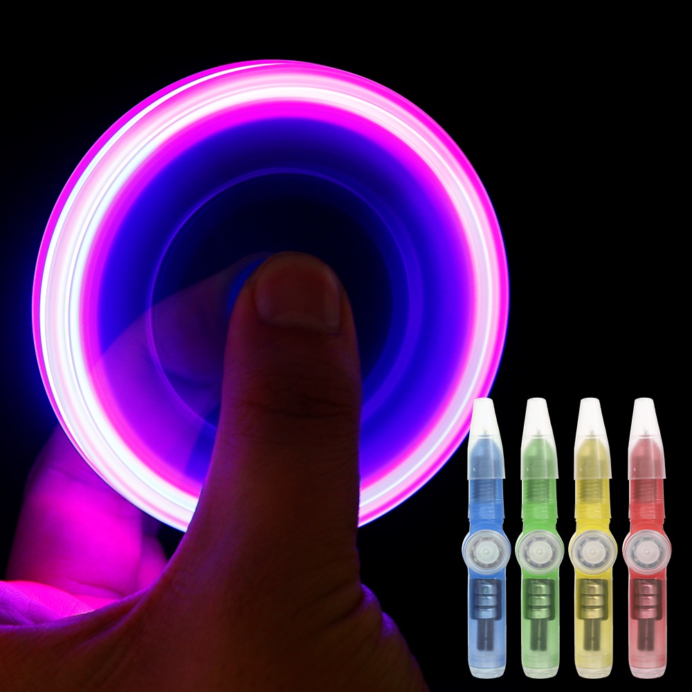 Novelty LED Spinning Pen Spinner Hand Toy Glow In Dark Light Stress ...