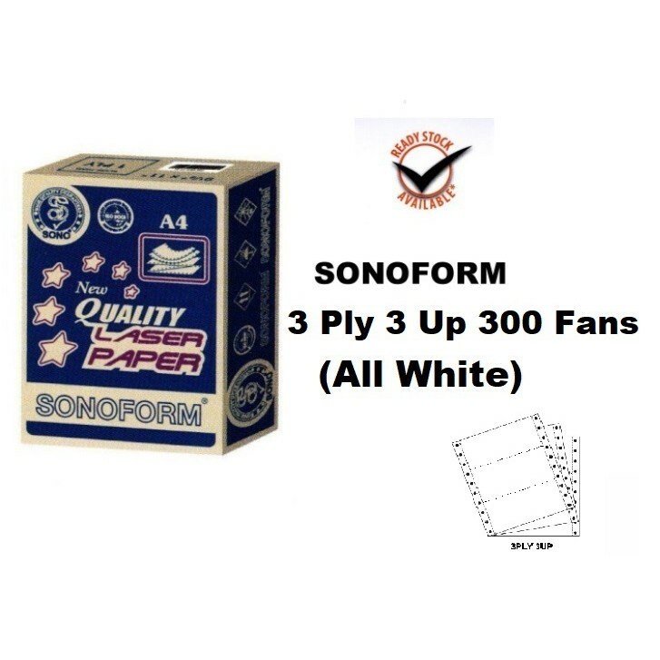 (300 Fans) Sonoform 9.5" x 11" 3 Ply 3 Up NCR Paper Computer Form (All ...