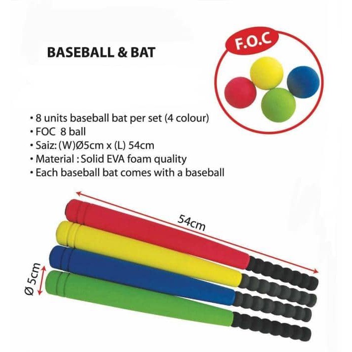 Baseball & Bat Set 8's (4 Colour) | Shopee Malaysia
