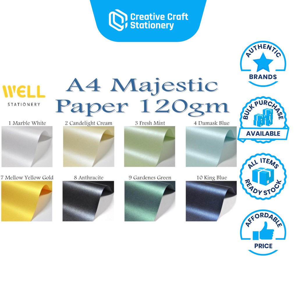 (10 / 50 shts) A4 120gsm Majestic Paper / Double side shimmer glitter ...