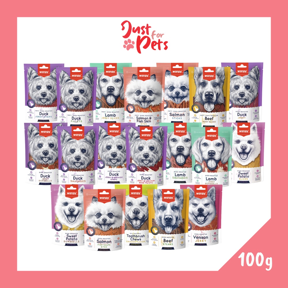 Wanpy Dog Snack 100g (Duck/Beef/Lamb/Salmon/Sweet Potato/Venison ...