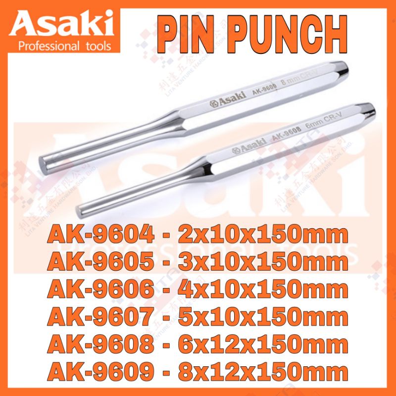 ASAKI JAPAN HEAVY DUTY PIN PUNCH PUNCH PENEBUK LUBANG BESI 150MM PAHAT ...