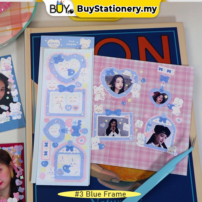 Korean Ins Hot Stamping Cute Bunny Sticker Toploader Photo Photocard ...