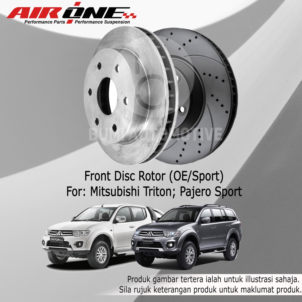 Mitsubishi Triton / Pajero Sport Front (Depan) Disc Rotor Racing Disc ...
