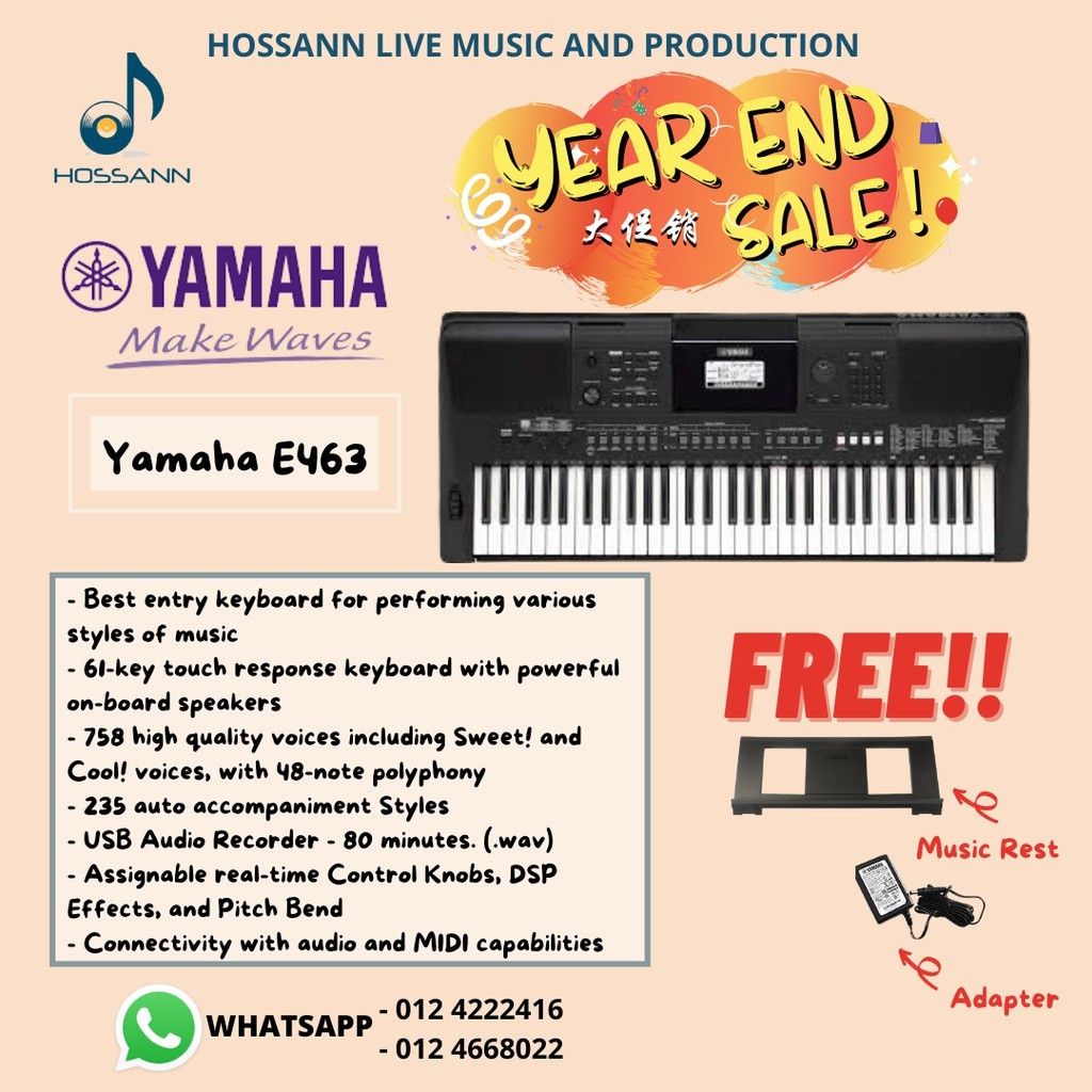 🔥 Yamaha PSR-E463 Digital Keyboard (Beginner - Intermediate choice) 🔥 电子琴 | Shopee Malaysia