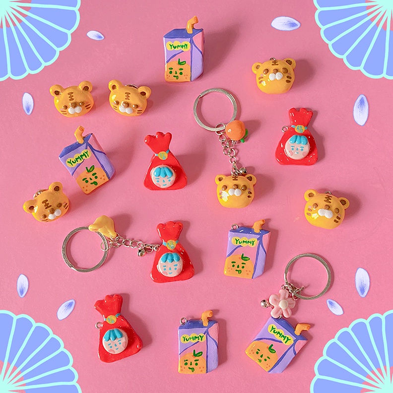 Handmade CNY Clay Keychain and Pin(Huat Ah Series) | Shopee Malaysia