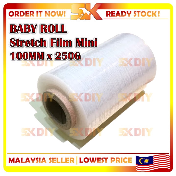 🇲🇾BABY ROLL Stretch film Mini 100MM x 250G Secure Wrapping Parcel ...