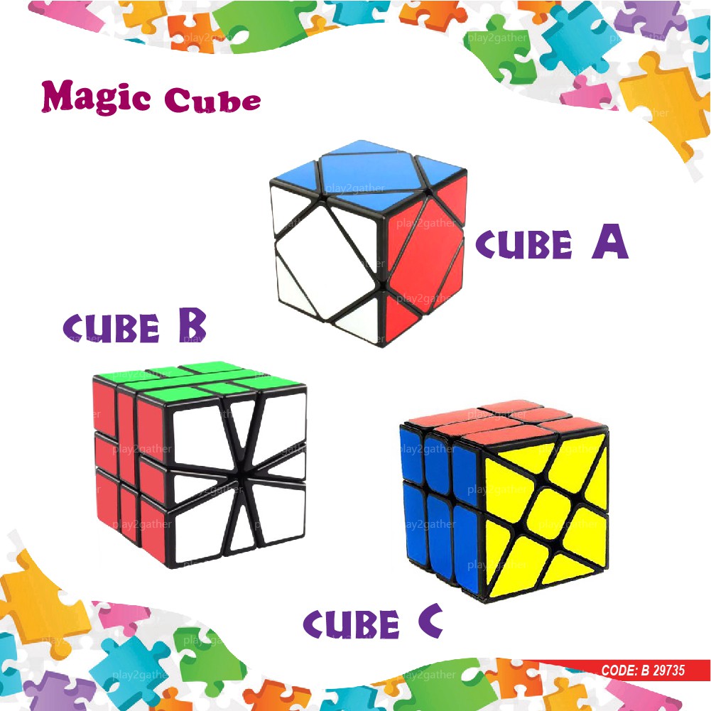 Ju Xing Magic Rubic Cube SKEWB Twisting Puzzle 3 Styles With Piggy Bank ...