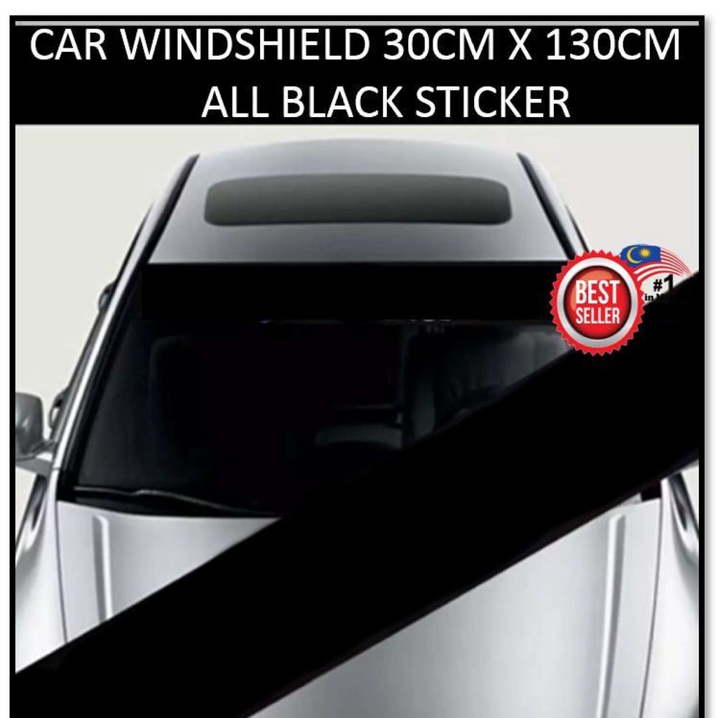 UNIVERSAL Car ALL BLACK Stickers For Windshield 130cm X 30cm car window ...
