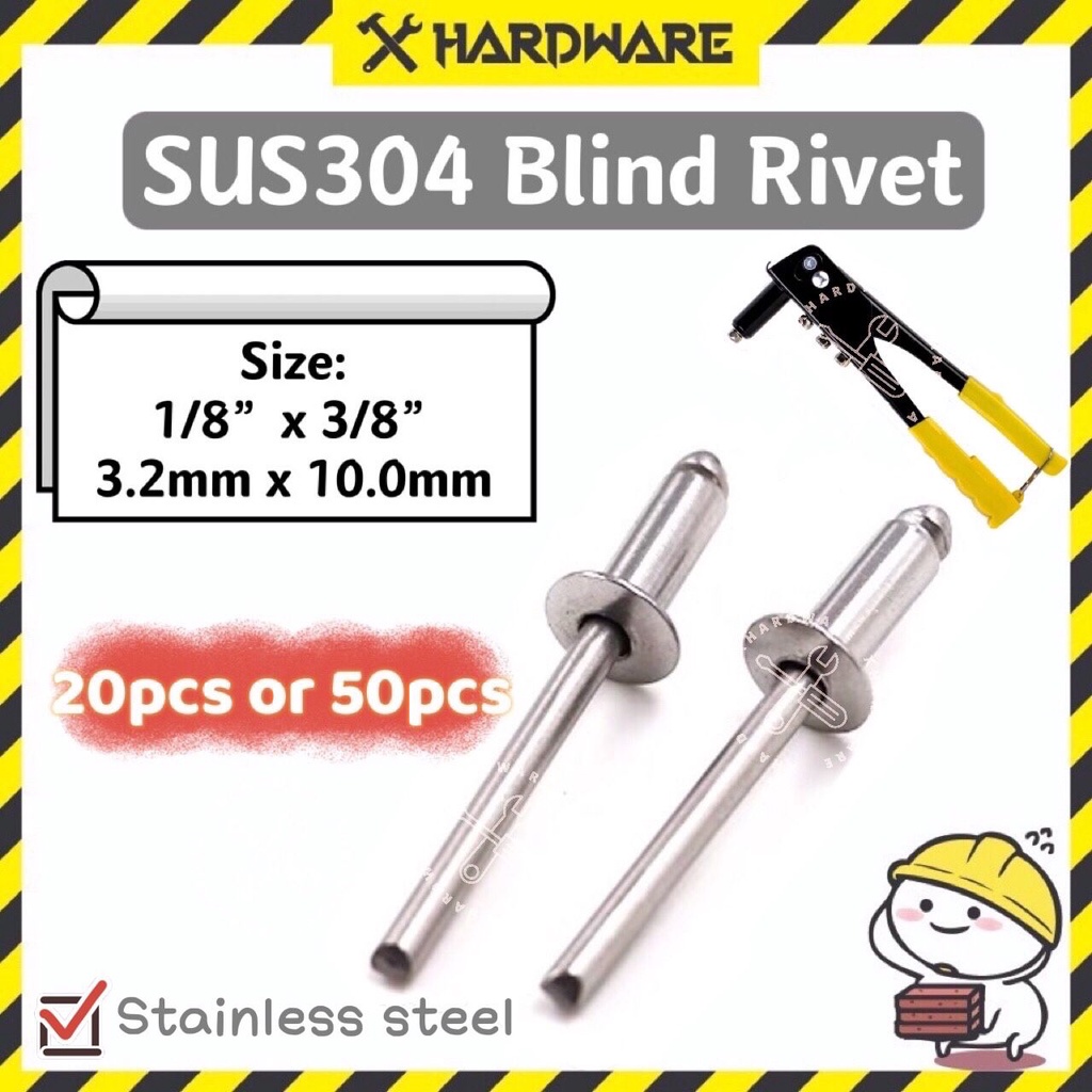 20 or 50pcs Stainless Steel 304 Pop Rivet/SUS304 Blind Rivet/Fastener ...