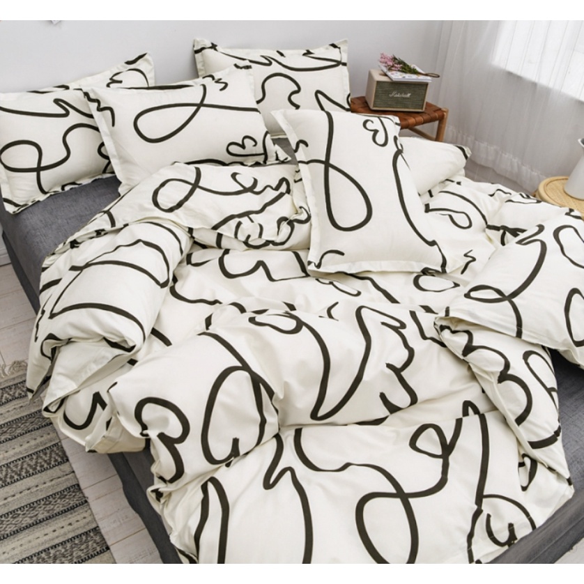 Nordic INS Bedding Set Bedsheet Comforter Cover Set 4in1 Simple ...
