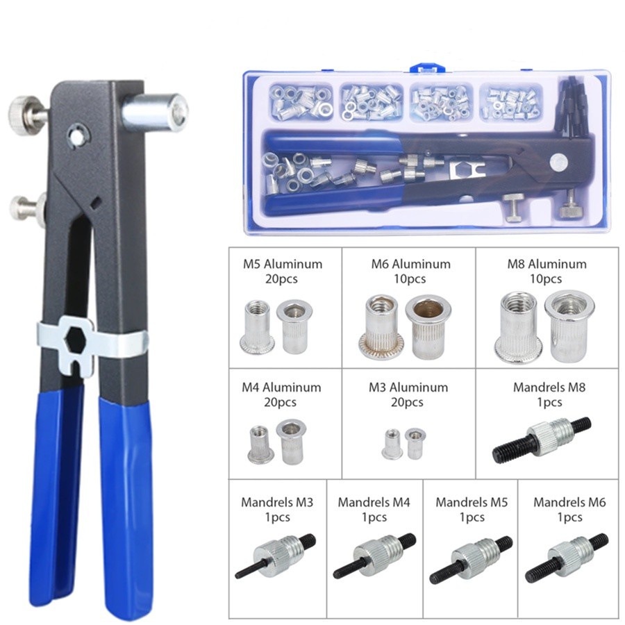 86pcs M3-M8 Manual Threaded Nut Rivet Tool Hand Riveter Nut Rivet Kit ...