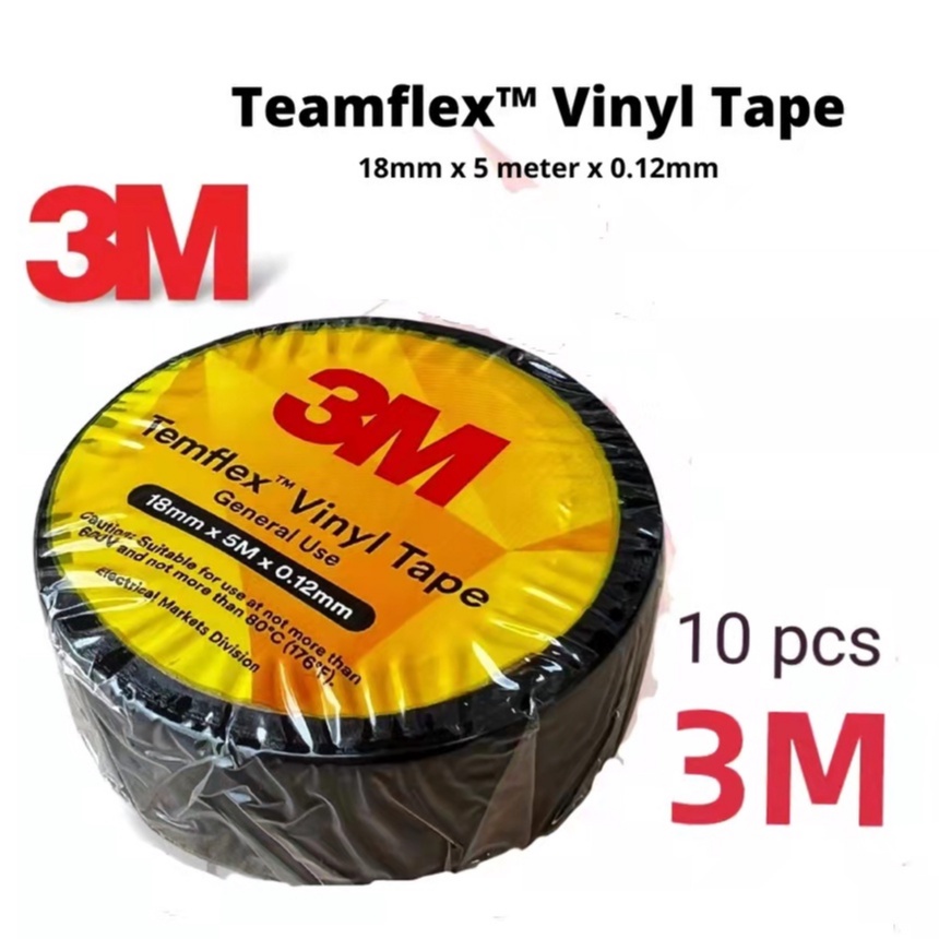 10 PCS Wondrous 3M PVC electrical insulation Tape ( 5mil x 18mm x 5m ...