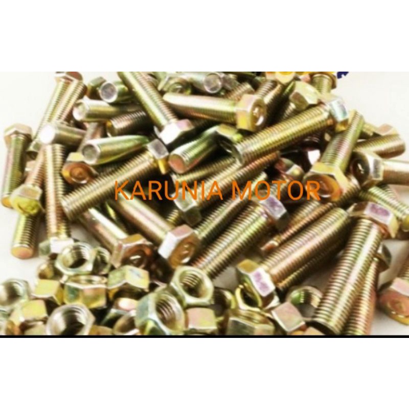 M8 × 25 yellow Nut Bolts 12 keys 12 (50 bolts + 50 nuts) | Shopee Malaysia