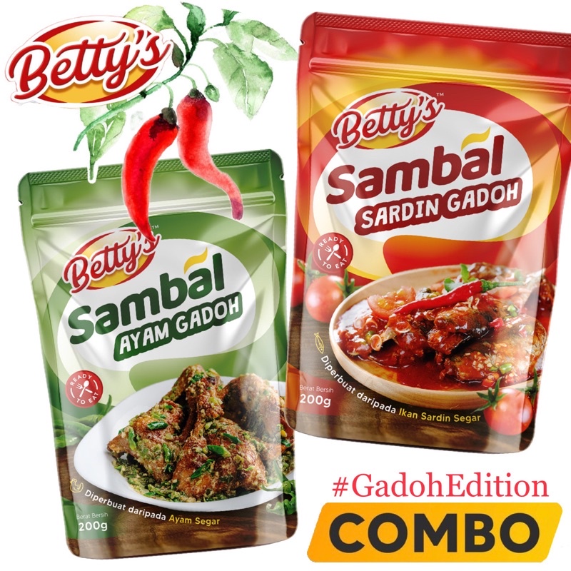 🌟HQ🌟 Bettys Kitchen Sambal Gadoh Ayam dan Sardin Ready To Eat | Shopee ...