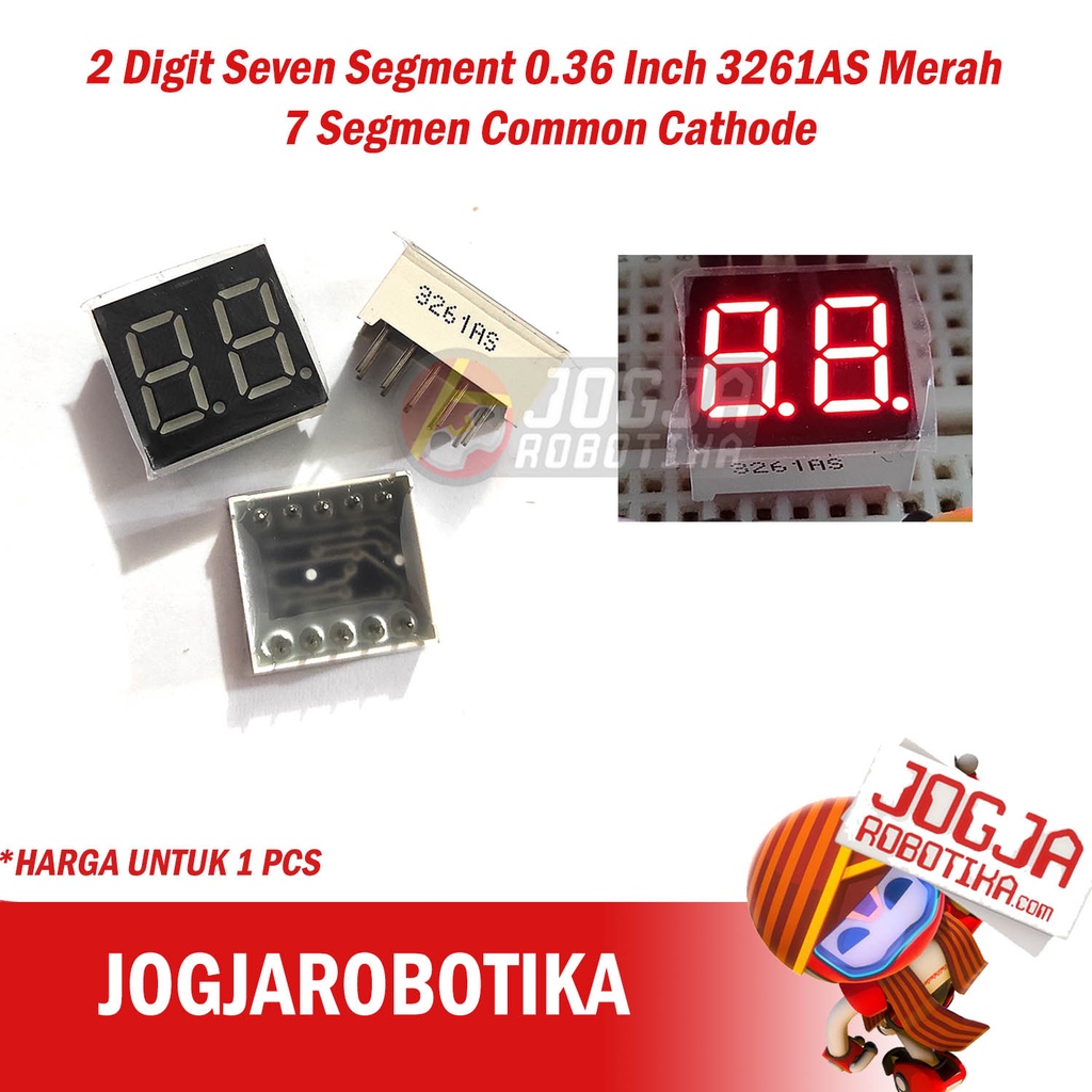 MERAH 2 Digit Seven Segments 0.36 Inch 3261AS 3621AS Red 7 Segments ...