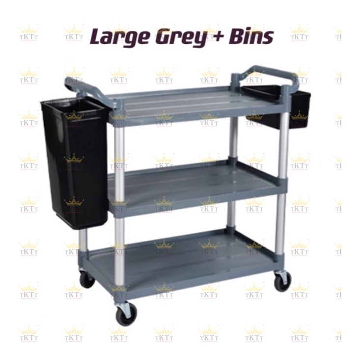 TKTT ™️ 3 Tiers Plastic Multifunctional Cart Food Court Trolley ...