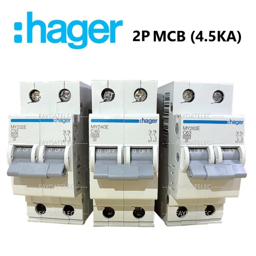 Hager MY Series 2 Pole MCB 16A / 32A / 40A / 63A (4.5KA) Miniature Circuit Breaker | Shopee Malaysia