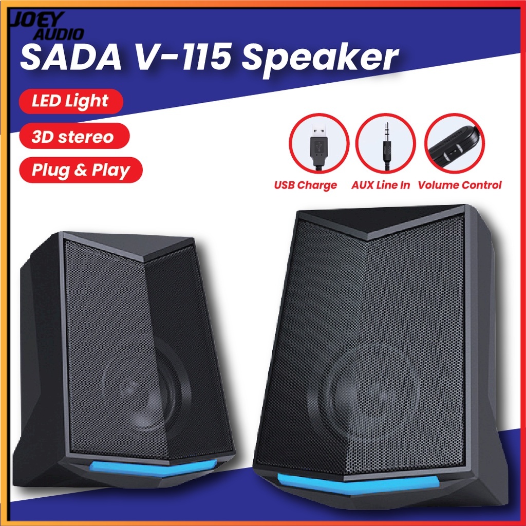 SADA V-115 Desktop Speakers Hifi Stereo Computer Speakers 3.5mm Audio ...