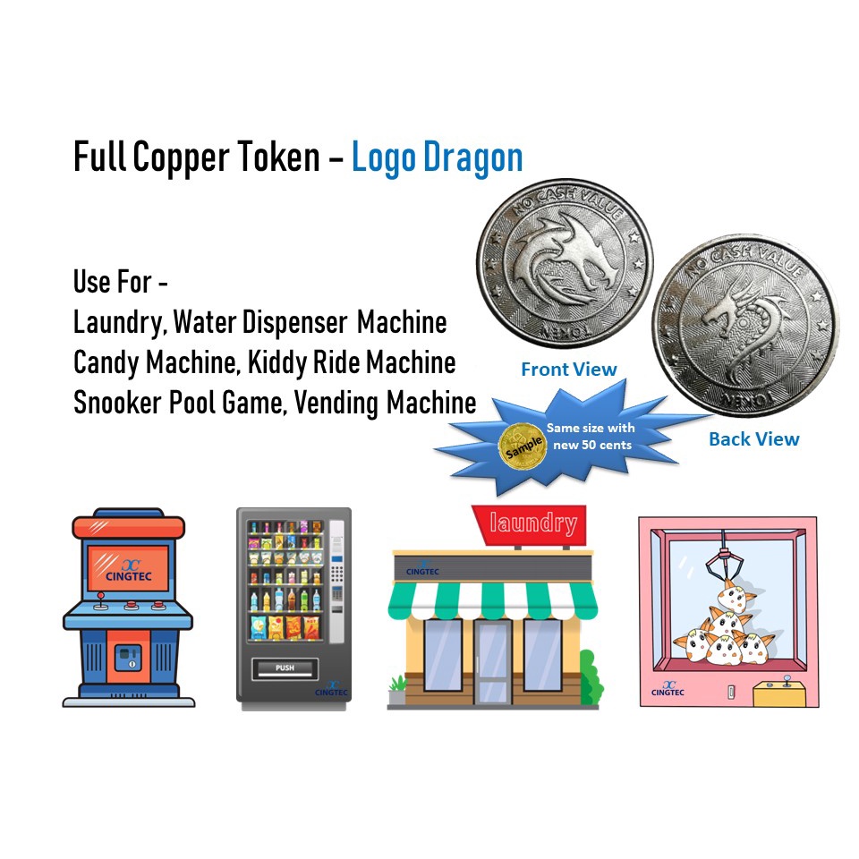 Copper Token (Dragon)- Laundry/Dobi,Vending Machine,Water Dispenser ...