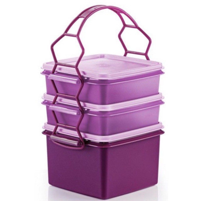 Tiffin Delight Set Mangkuk Tingkat Tupperware Purple Airtight Food Container Storage Bekas Kedap ...