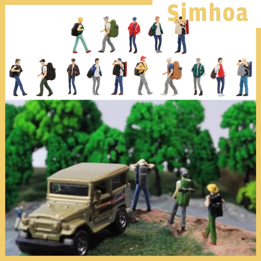 [SIMHOAMY] Resin 1:64 Scale Figure Diorama Street Scene Model Hiker ...