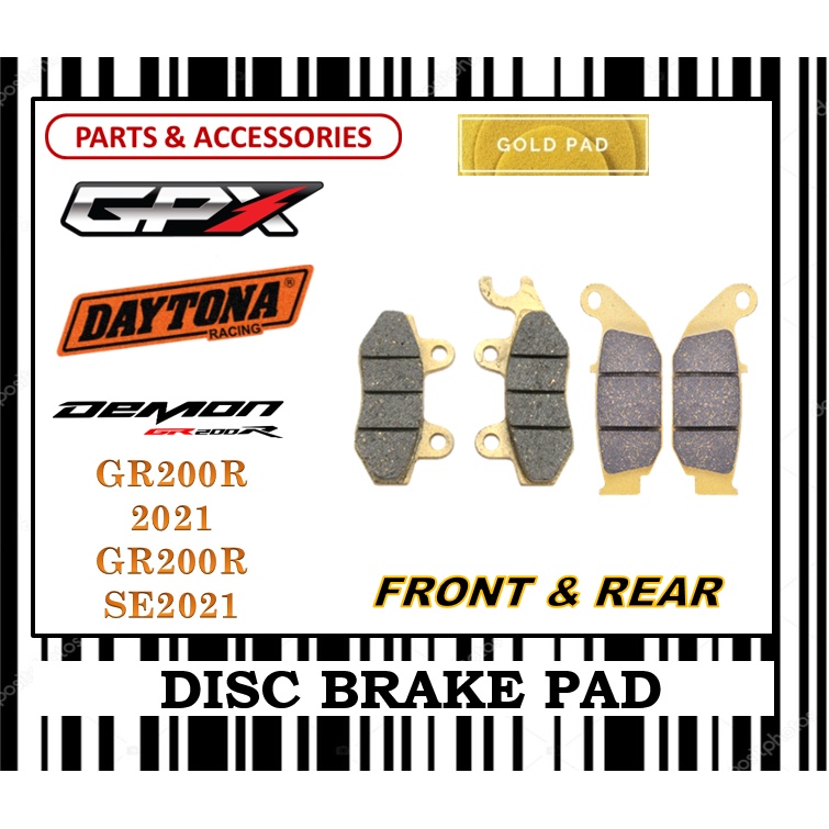 Gpx Demon Gr200r Gr200r Se Brake Pads Set Mini Bike Fr0nt And Rear