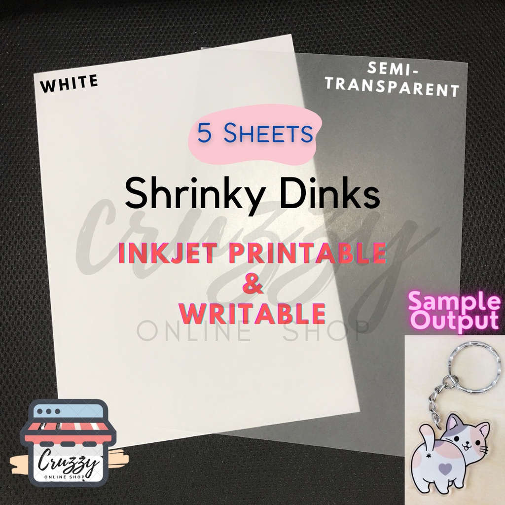 (5 pcs) A4 Heat Shrinky Dinks / Shrink Plastic DIY Artworks 5 SHEETS (Inkjet Printable and ...