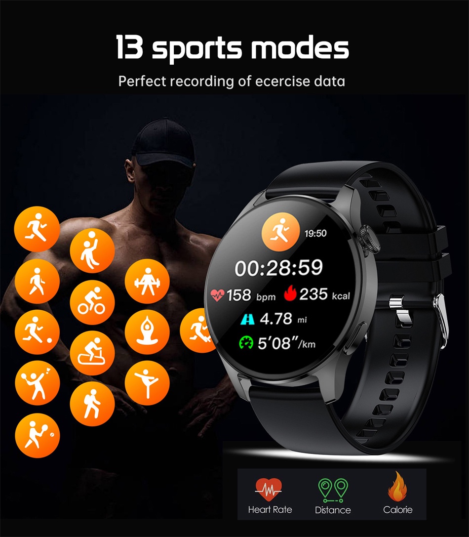 LIGE Men Women Smart Watch Heart Rate Monitor Sports Waterproof ...