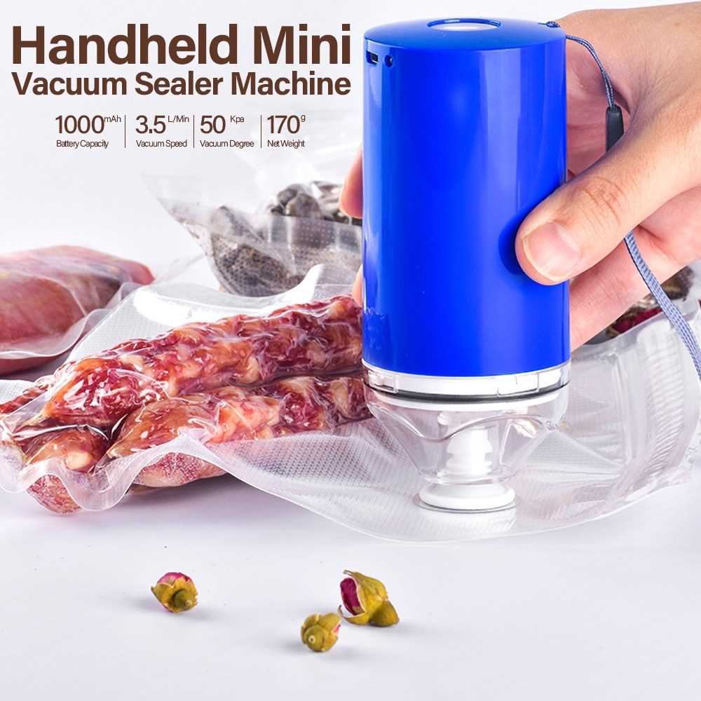 Handheld Mini Vacuum Sealer Machine Cordless USB Rechargeable Vacuum Sealing System Food Storage ...