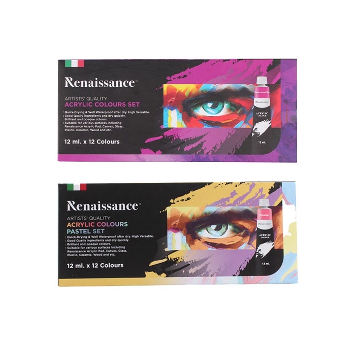 Renaissance Acrylic Colour Paint 12 col / 24 col (12ml) | Shopee Malaysia