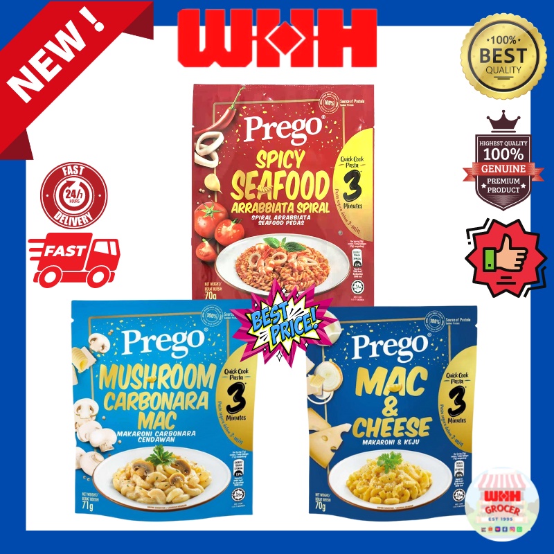 HALAL PREGO SPICY SEAFOOD/ MAC & CHEESE/MUSHROOM CARBONARA - QUICK COOK ...