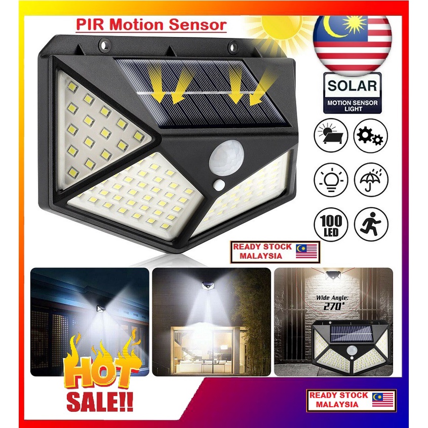 💡 New Stock 💡 100 Led Solar Light Power Waterproof PIR Motion Sensor ...