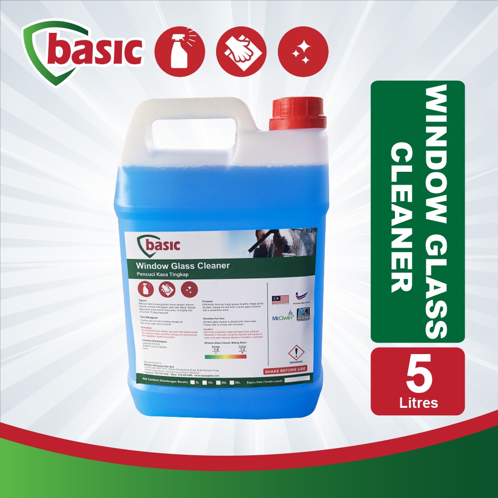 MCQWIN BASIC WINDOW GLASS CLEANER 5L / PENCUCI KACA TINGKAP 5LITRE ...