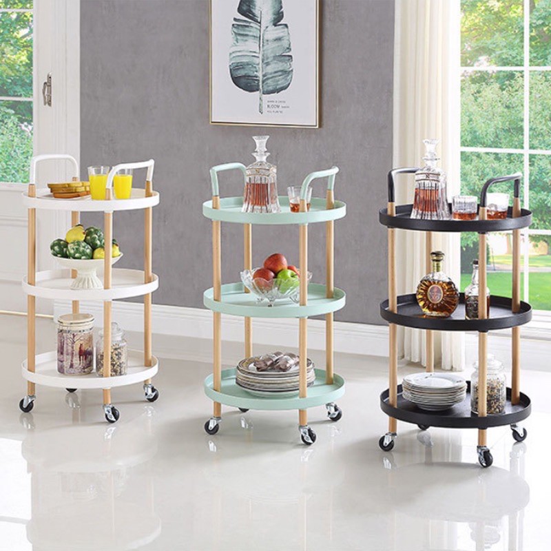【HT】Mobile cart Tea set rack Kitchen living room storage rack Mobile ...