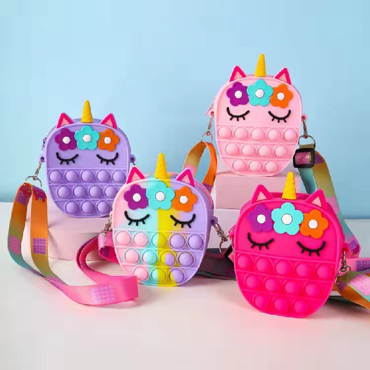 Fyg1442 Pop It Mini Rubber Sling Bag with Oval Unicorn Motif for ...