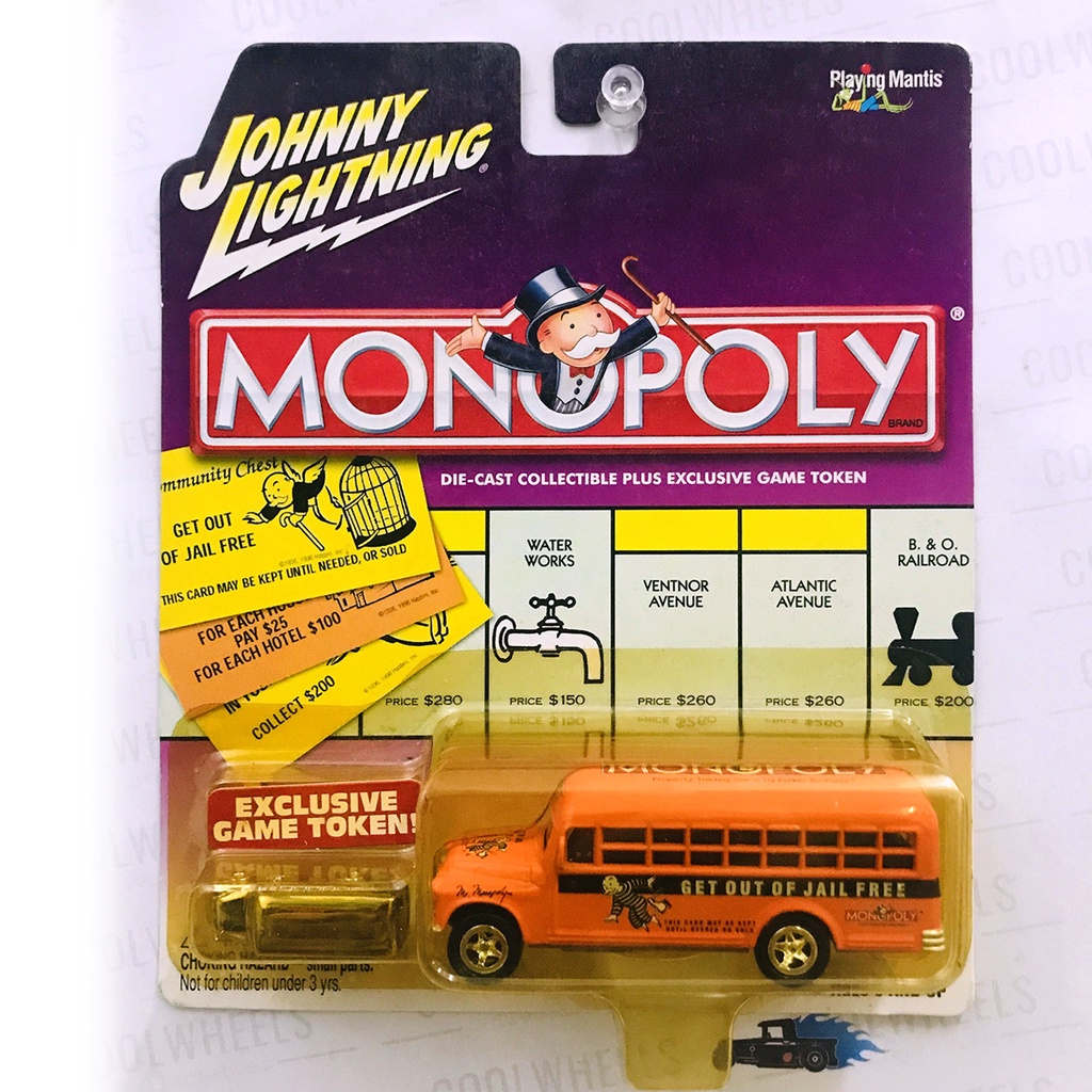 Johnny Lightning Monopoly '56 Chevy School Bus (Yellowish Blister ...