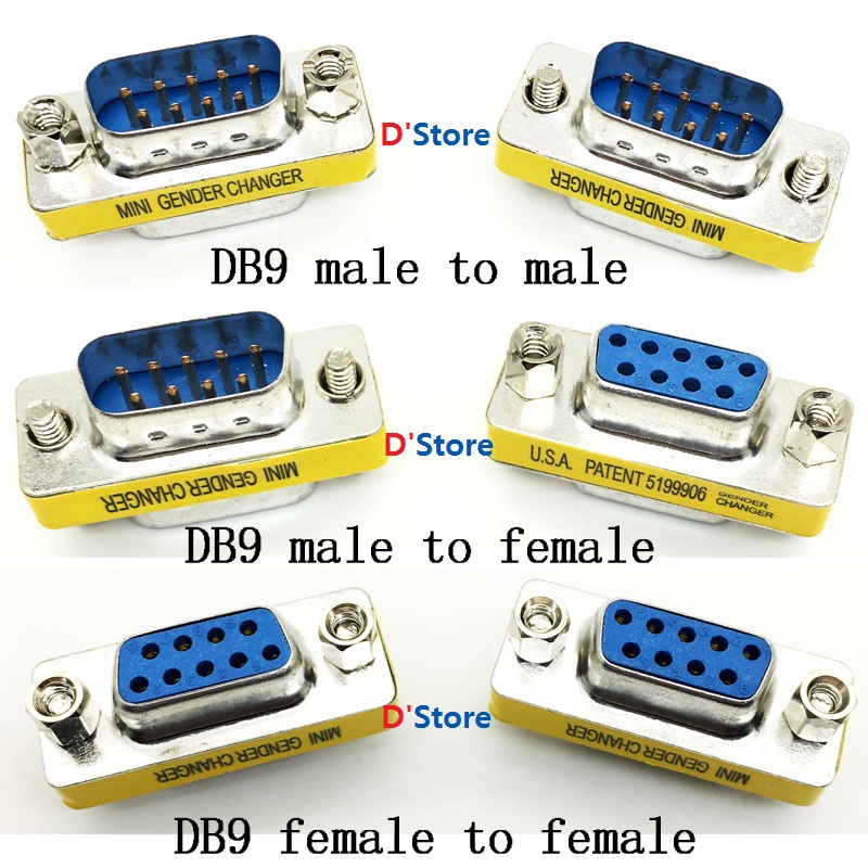 SERIAL RS232/COM PORT DB9 MINI GENDER CHANGER ADAPTER (9PIN) MALE TO ...