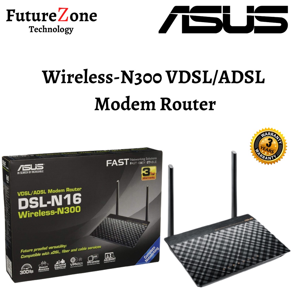 Asus DSL-N16 300Mbps Wi-Fi VDSL/ADSL Modem Router ( Streamyx / Unifi ...