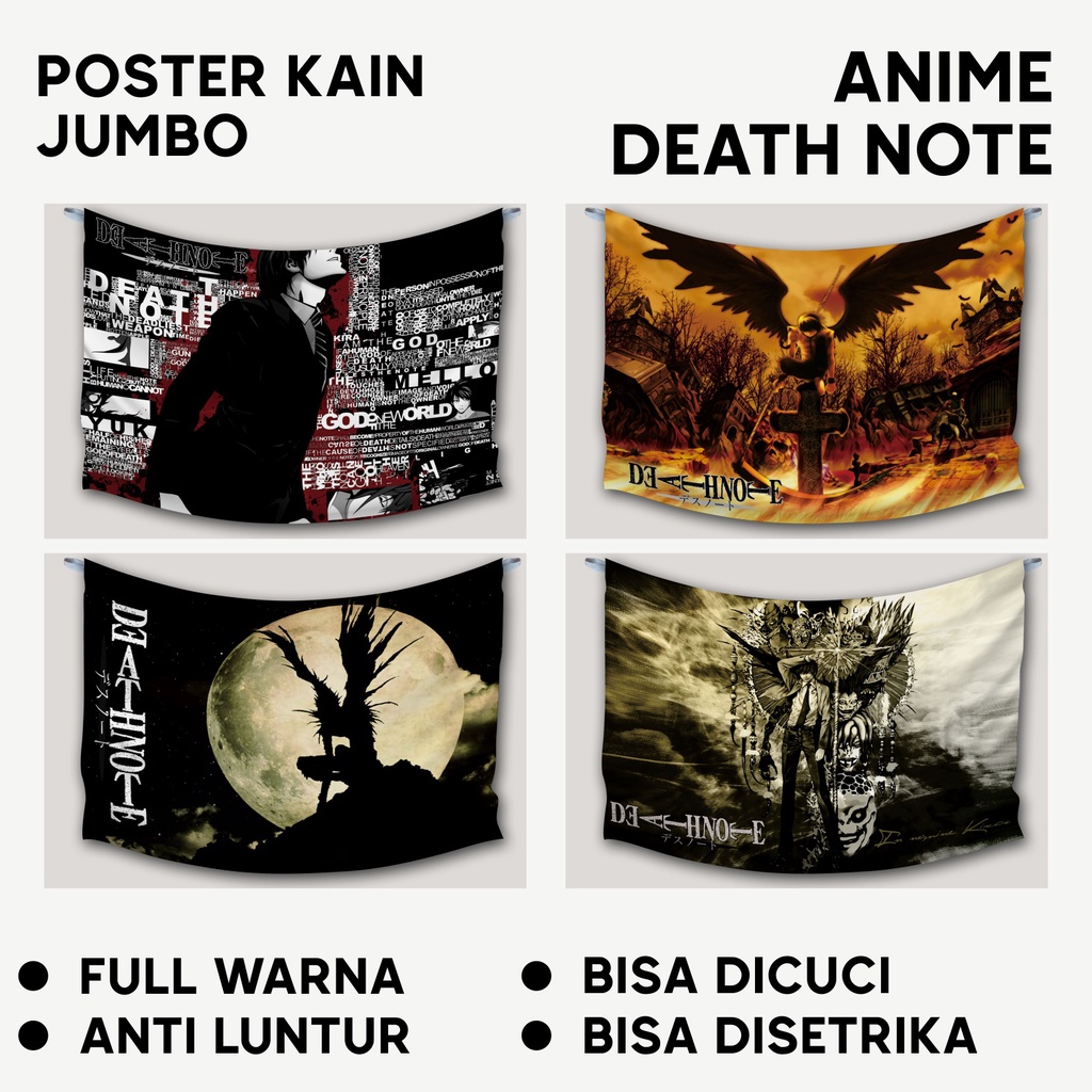 Jumbo AESTHETIC FLAG FABRIC POSTER ANIME DEATH NOTE EDITION ROOM ...
