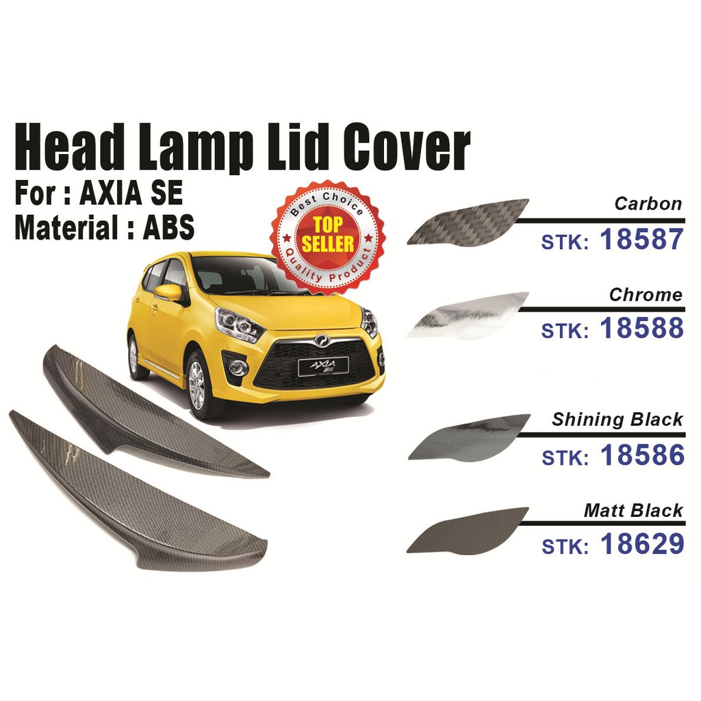 Head Lamp Eyes Lip Cover Perodua Axia se 2014-2016, Axia G spec 2017 ...