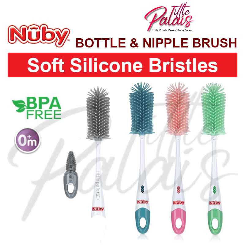 Nuby Silicone Brush Bottle & Nipple Brush Non-scratch Silicone Bristles ...