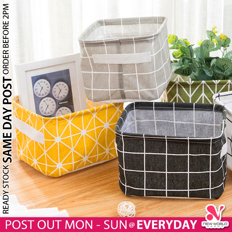 𝗪𝗔𝗧𝗘𝗥𝗣𝗥𝗢𝗢𝗙 》Cotton Linen Storage Basket Foladable Sundries Organizer ...