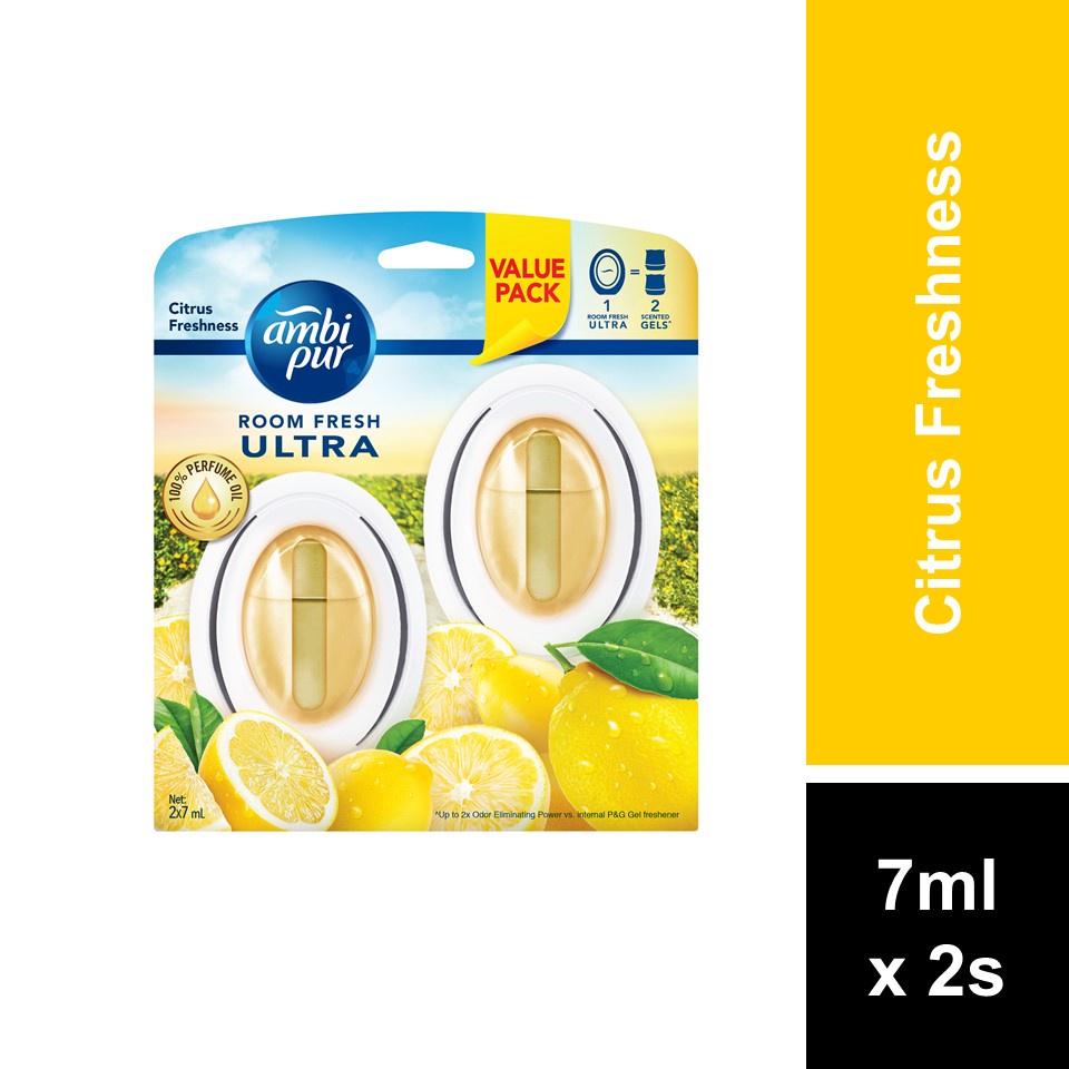 Ambi Pur Air Freshener Gel Bathroom Fresh Zesty Lemon 2x6ml | Shopee ...