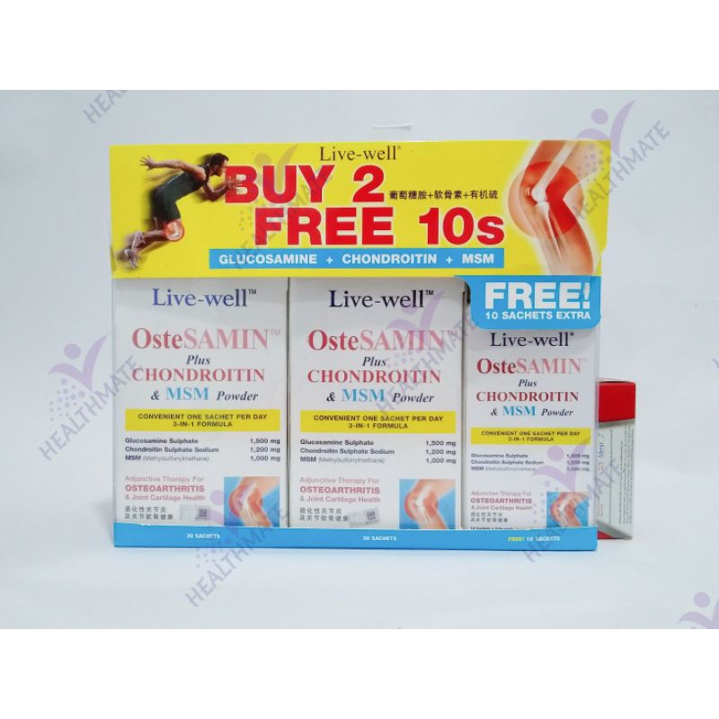 Live-well Ostesamin Plus Chondroitin & MSM Powder Sachet (2 x 30's + 10 ...