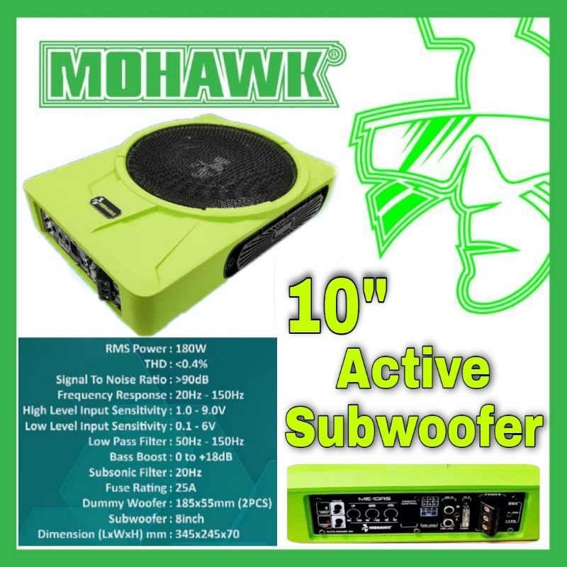 Mohawk Active Subwoofer 10" 6" Limited Under Seat Woofer proton perodua ...
