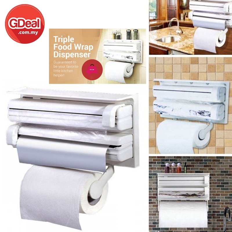 3-In-1 Multipurpose Use Kitchen Triple Paper Roll Dispenser Holder For ...