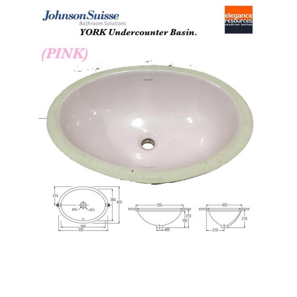JOHNSON SUISSE YORK UNDERCOUNTER BASIN.(PINK) | Shopee Malaysia
