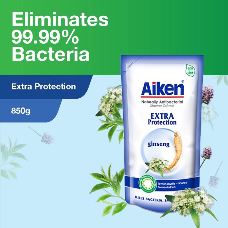 AIKEN Antibacterial Shower Creme (Pouch) Extra Protection 850g | Shopee ...