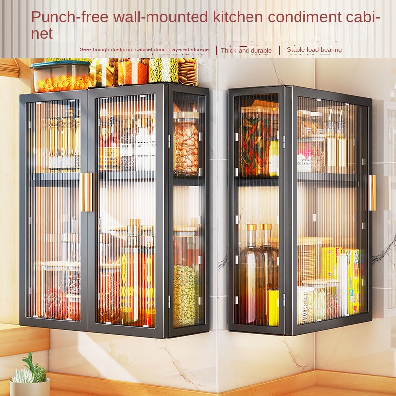 Kitchen storage cabinet home wall with door seasoning condiment wall ...